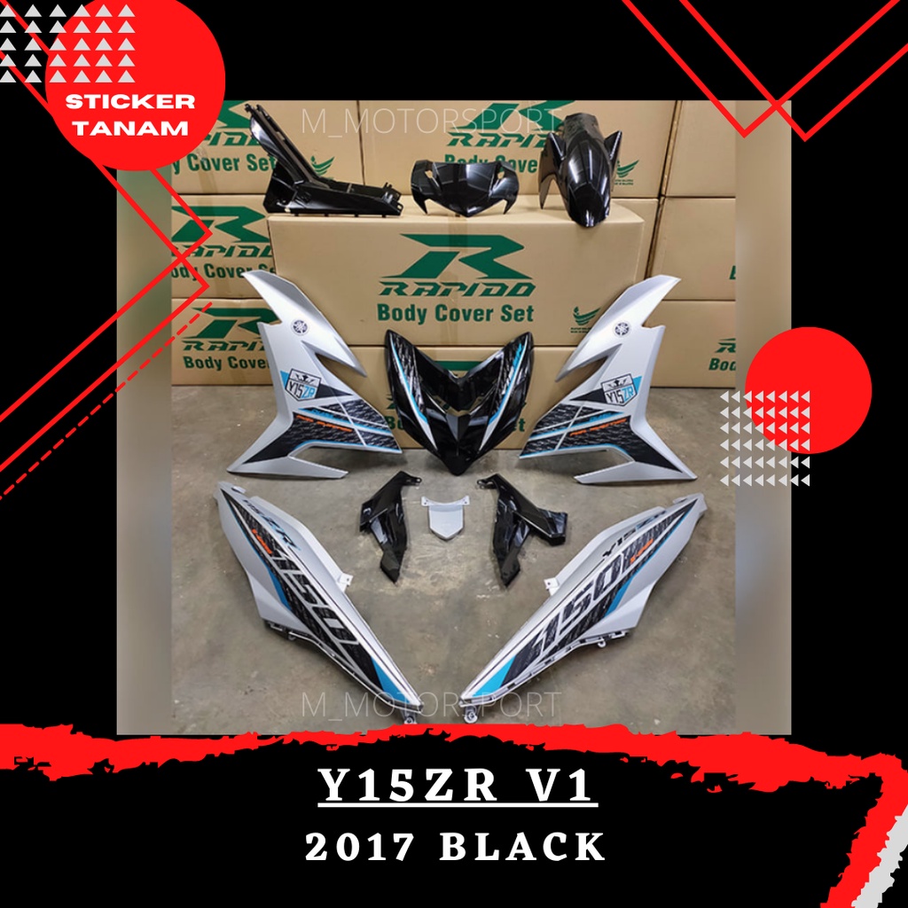 RAPIDO COVER SET Y15ZR V1 2017 BLACK (STICKER TANAM/AIRBRUSH) COVERSET ...