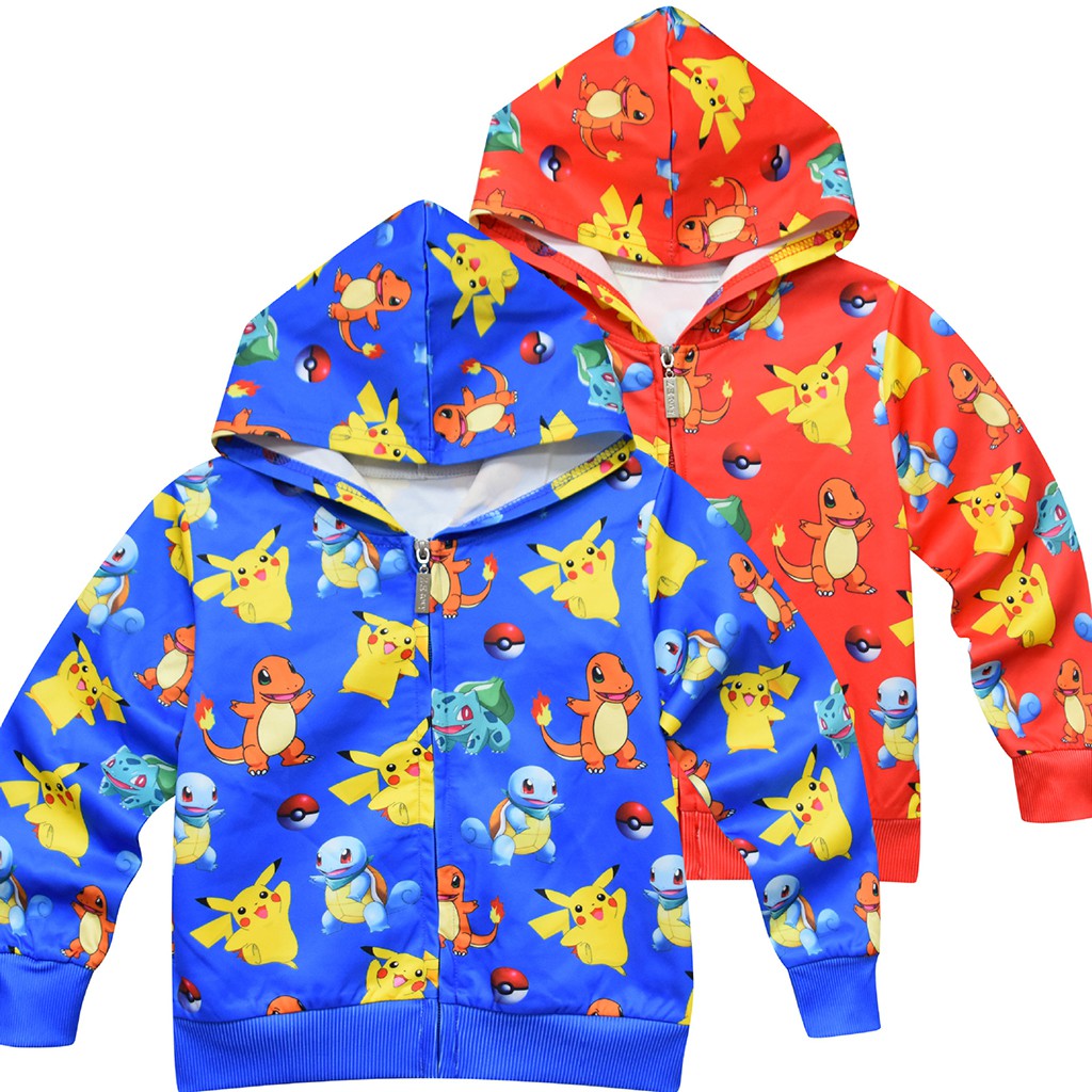 New Kids POKEMON GO Hooded Outerwear Pikachu Jacket Coats | Shopee ...