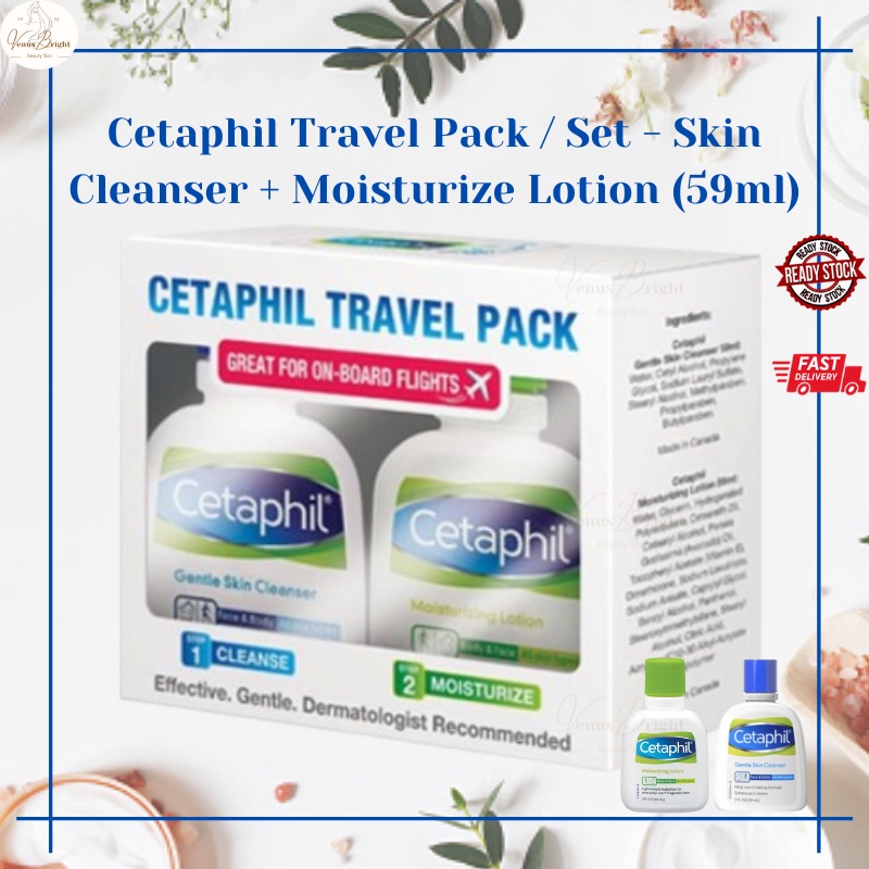 Cetaphil Travel Pack / Set - Skin Cleanser + Moisturize Lotion (59ml ...