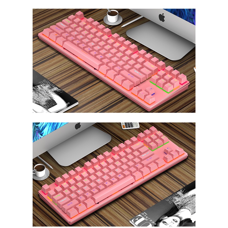 LEAVEN K550 Wired Mechanical Gaming Keyboard With Classic and Retro Typewriter Design 87 Keys ...