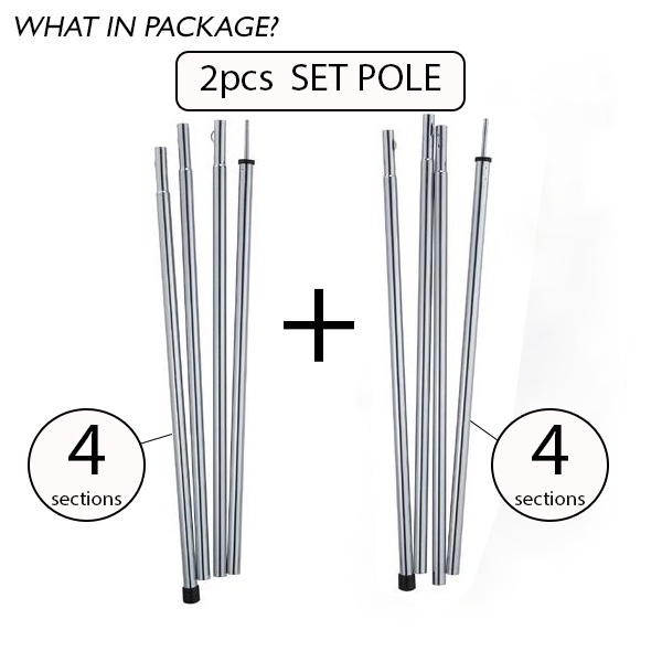 2PCS Set Tent Pole Flysheet Tall Support Camping Pole Canopy Shelter ...