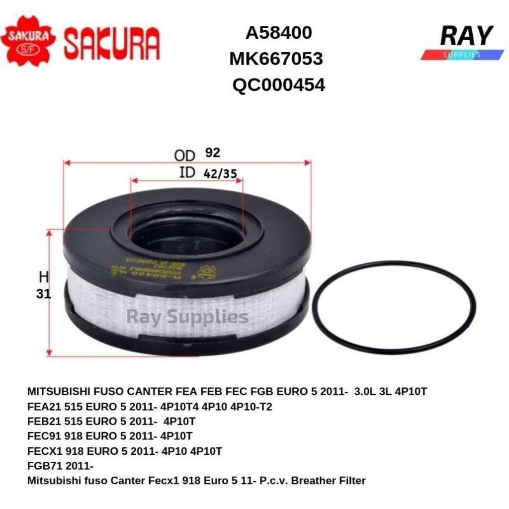 A58400 Breather, MK667053 QC000454,Plastic MITSUBISHI FUSO CANTER FEA21 ...