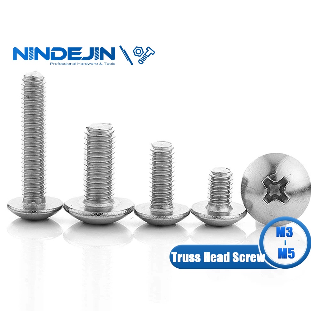 NINDEJIN 20/55pcs Cross Recessed Head Machine Screws 304 Stainless ...