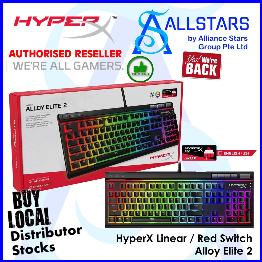 HyperX Linear/Red Switch Alloy Elite 2 Mechanical Keyboard (HKBE2X-1X ...