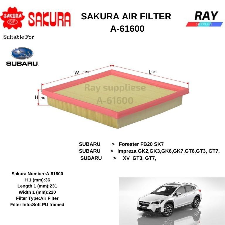 SAKURA AIR FILTER A61600 16546-AA150 SUBARU Forester FB20 SK7,XV FB16 ...