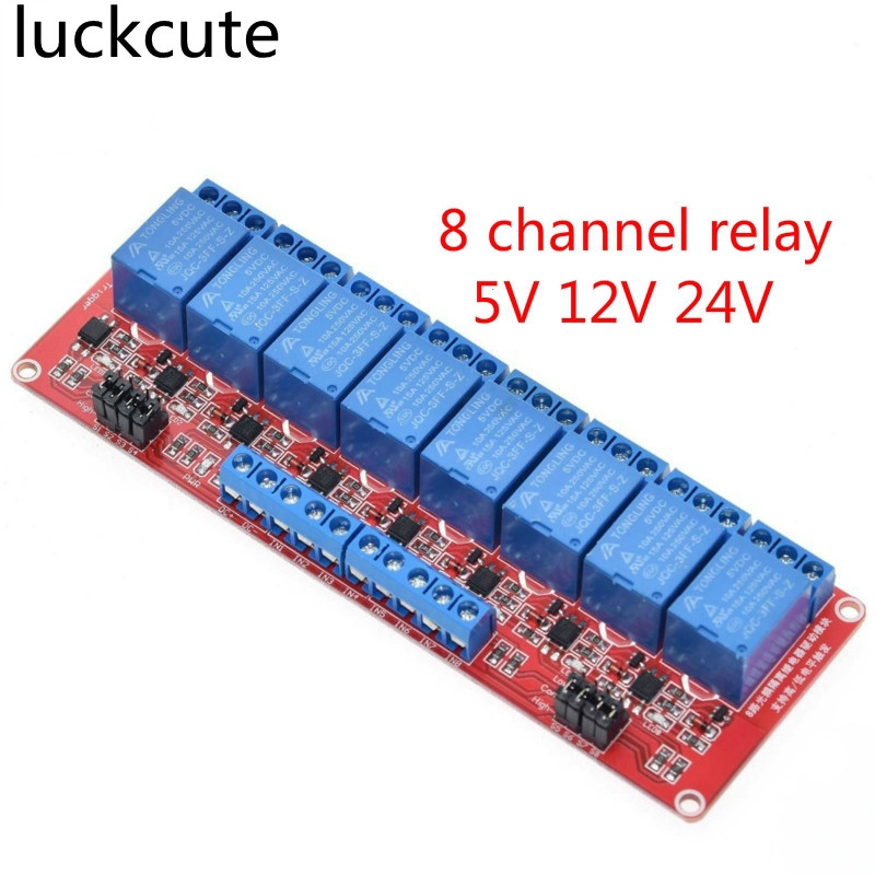 8 channel relay module 5V/12V/24V high and low level trigger relay ...