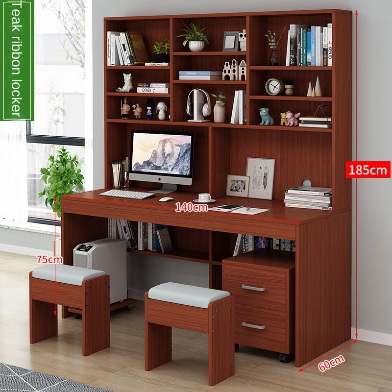 F Computer Desk Bookcase Combination Home Double Simple Office Student ...