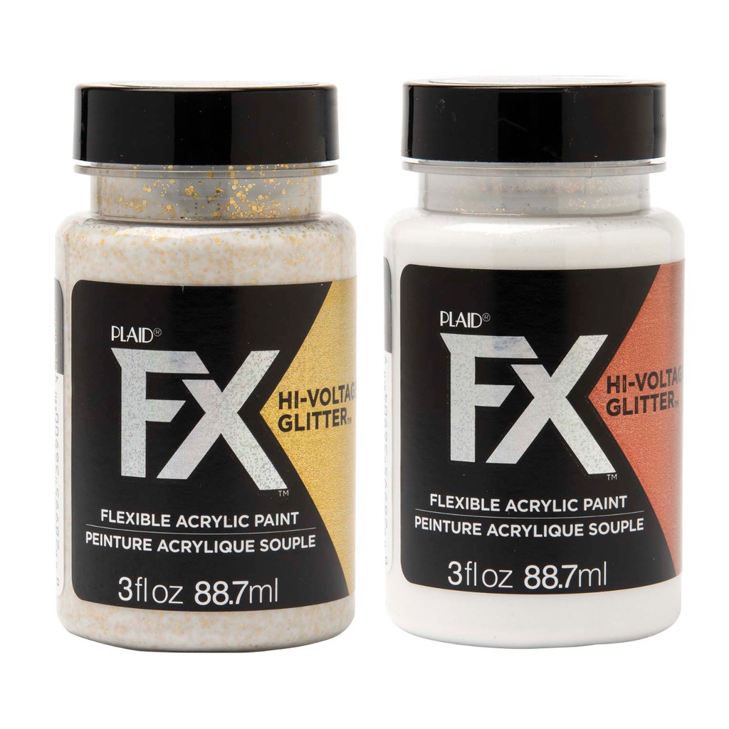 PlaidFX 3oz Hi-Voltage Glitter Flexible Acrylic Paint (4 colours in ...