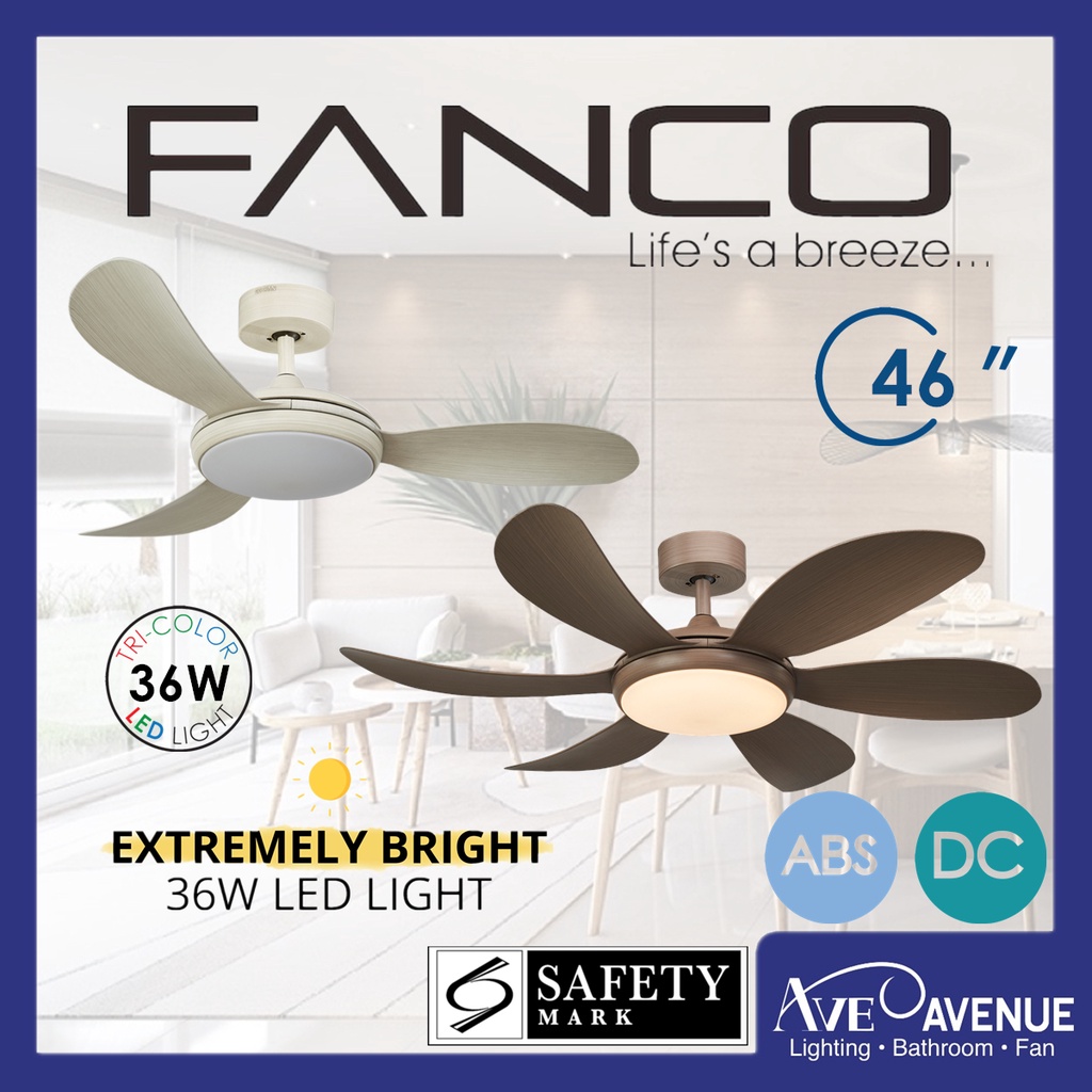 [36Watt LED Light] Fanco Co-Fan GIRASOL 46 Inch DC Motor Ceiling Fan ...