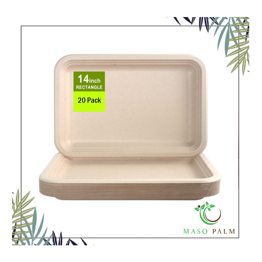 Disposable Food Plate 20 Pack - Dinnerware 100% Biodegradable Bagasse ...