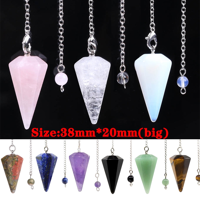 Reiki Chakra Pendulum Dowsing Natural Stone Amulet Healing Crystal Pendant Meditation Hexagonal ...