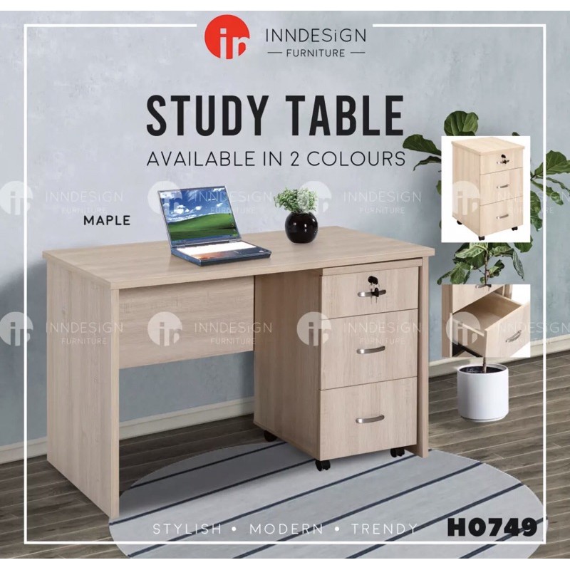 Sapphire Study Table / Study Desk with Mobile Pedestal Cabinet (Free ...
