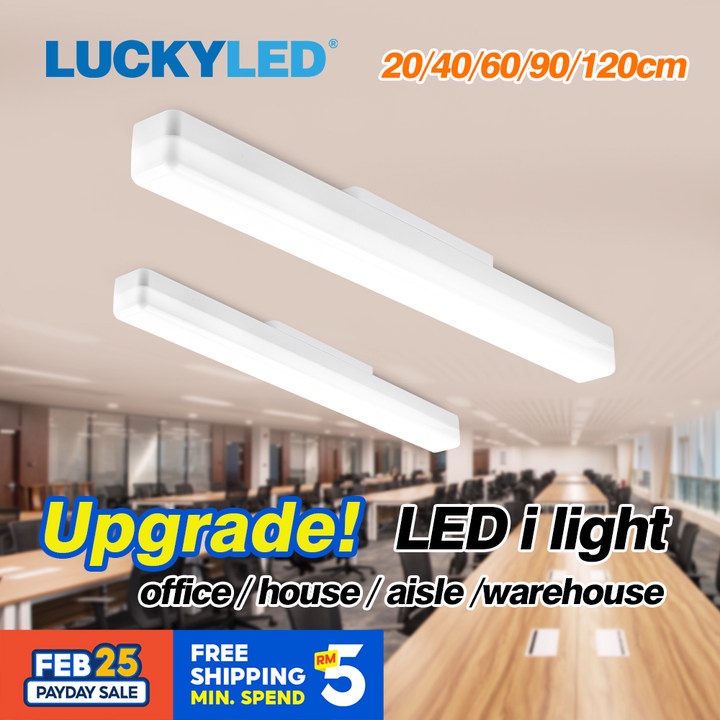Led Tube Light Long Ceiling Lamp 20 40 60 90 cm Office Bedroom Living ...