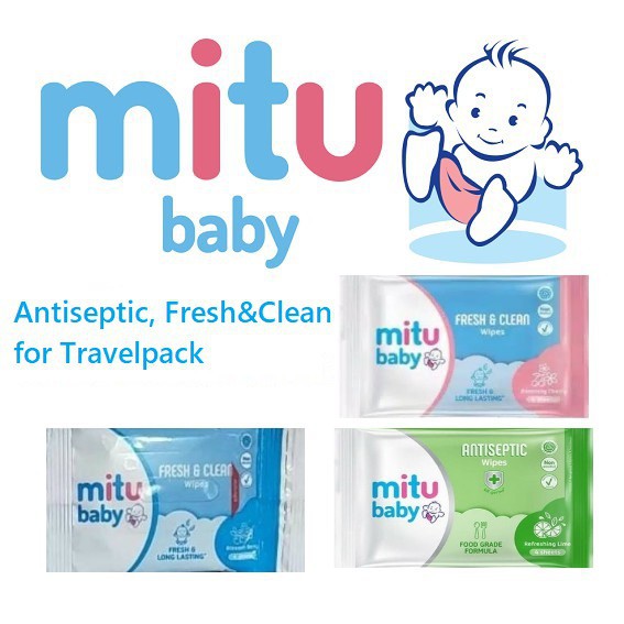 Mitu BABY ANTISEPTIC Wet TISSUE FRESH & CLEAN WIPE 4'S TRAVELPACK ...
