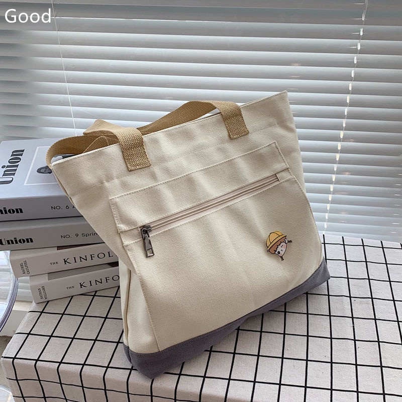 Canvas bag female college student class bag preppy style shoulder tote ...