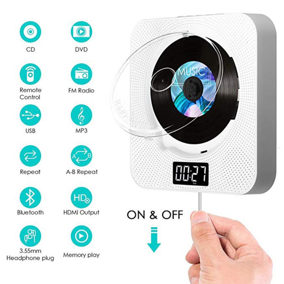 DVD / CD Player Portable Bluetooth Wall-Mounted DVDs Player, Dual Pull ...