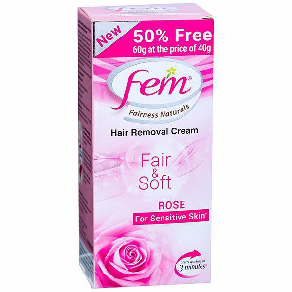 FEM FAIR & SOFT HAIR REMOVAL CREAM ROSE FOR SENSITIVE SKIN 60G | Shopee ...
