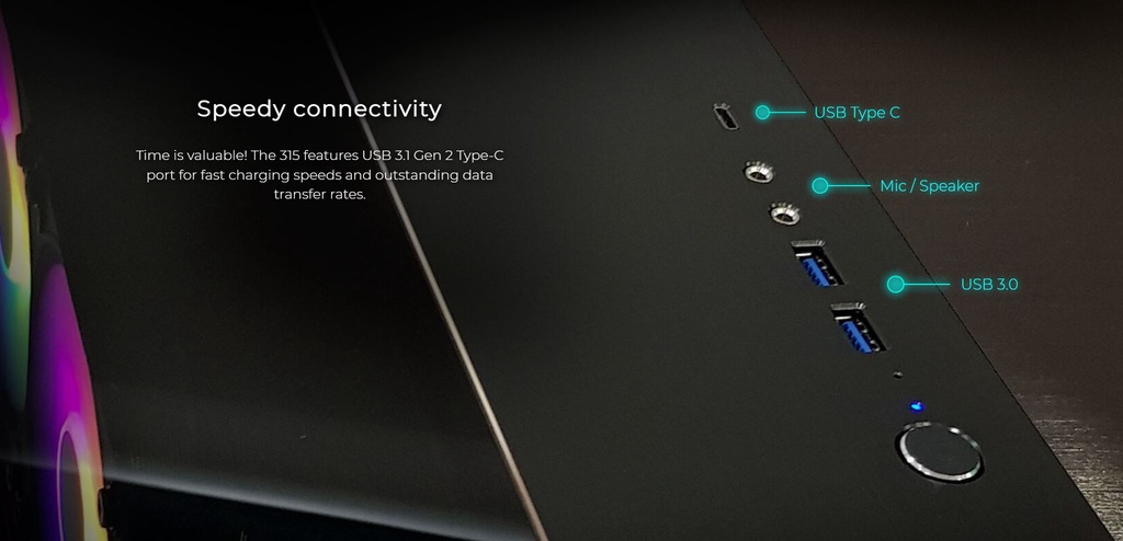 InWin 315 Mid Tower EATX Aluminum Chassis - includes 1x AL120 LUNA ARGB ...