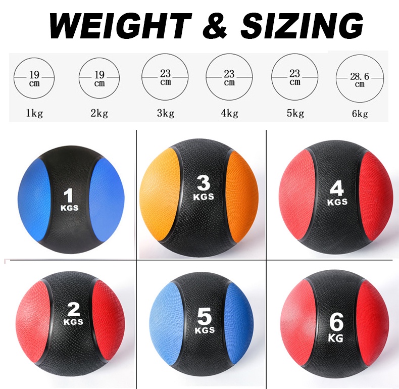 Crossfit Exercise Medicine Ball 1kg 2kg 3kg Rubber Gravity Bounce ...