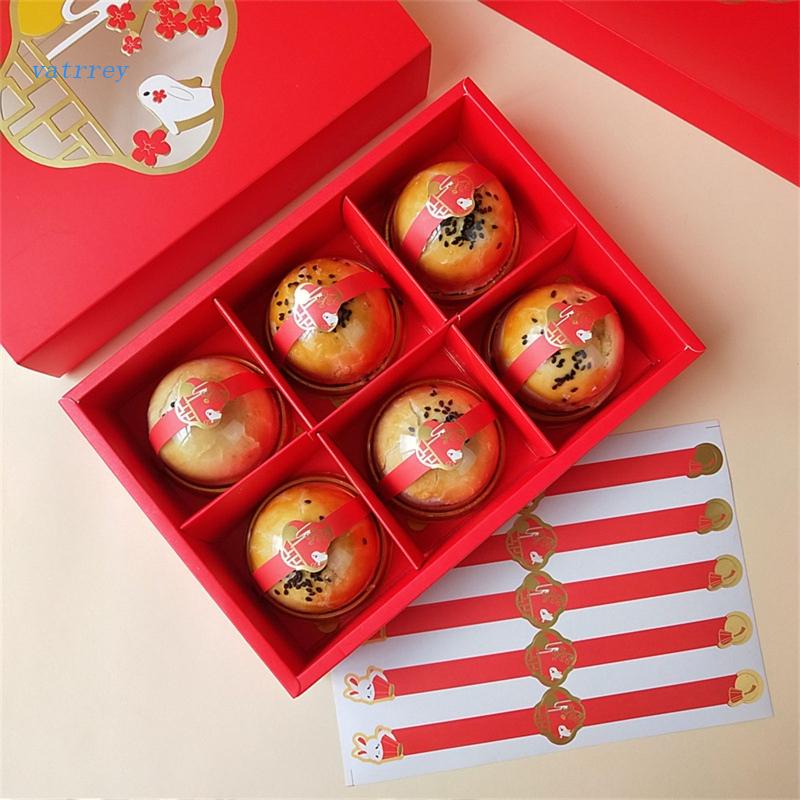 VA 50x/Set Adhesive Long Style Packaging Label Stickers for Mooncake ...