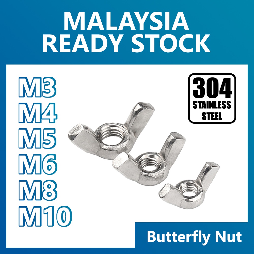 M3 M4 M5 M6 M8 M10 Butterfly Nut Wing Nut 304 Stainless Steel Skru ...