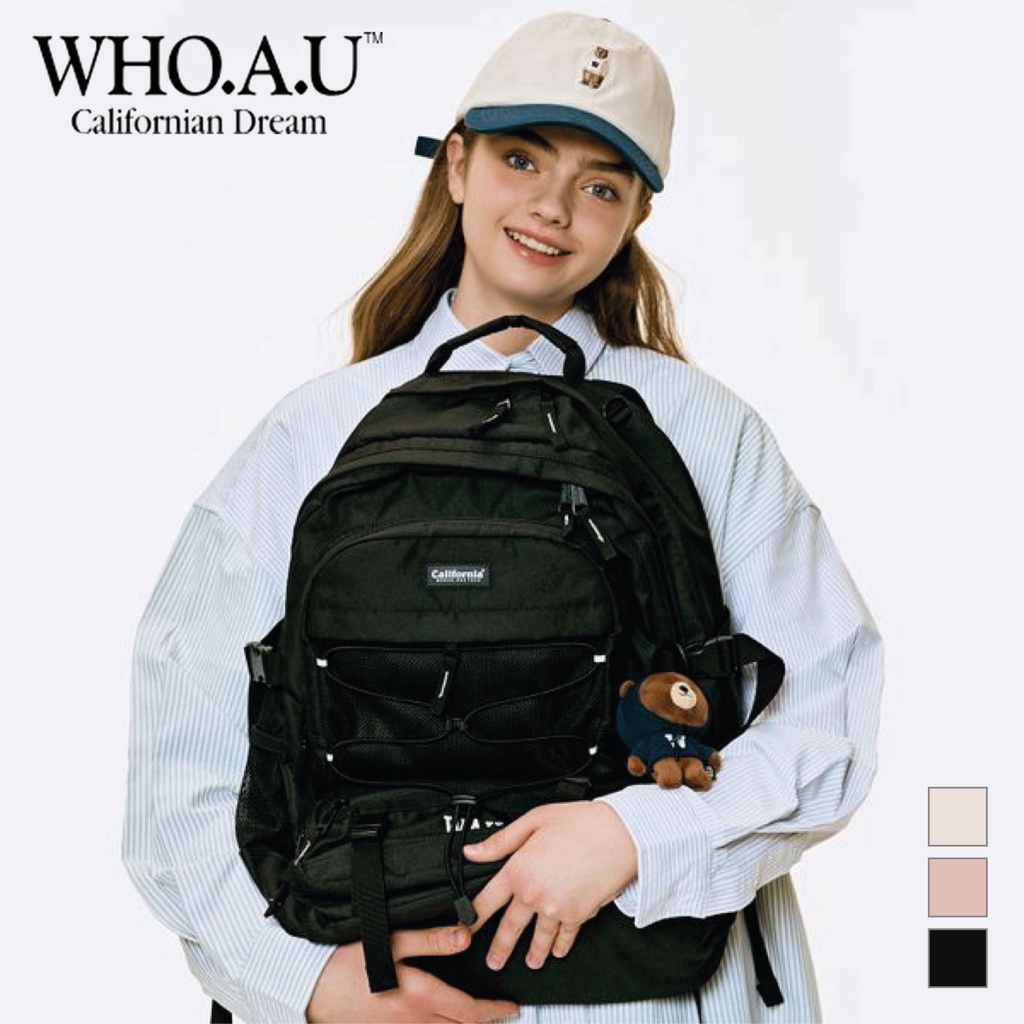 [WHO.A.U] WAU 1849 Multi Pocket String Backpack | WHAKC2221A | Shopee ...