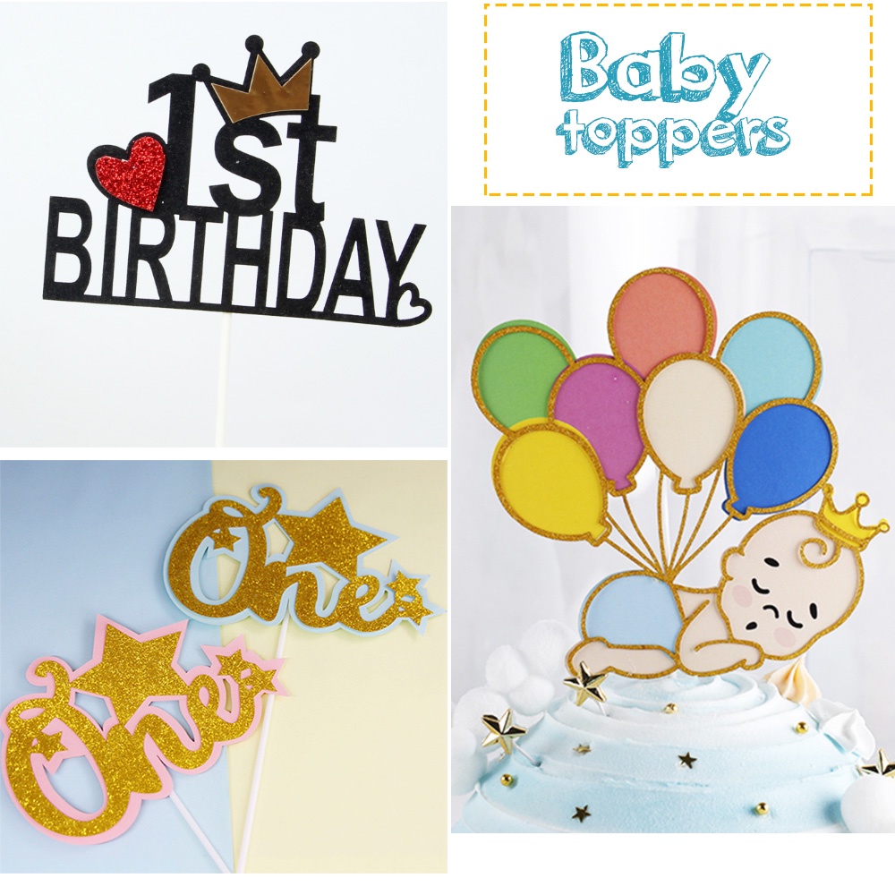 Baby first birthday topper cake decoration kids children day balloon ...