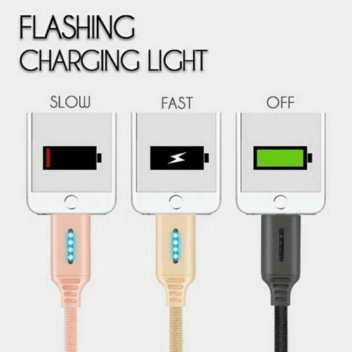 1M Auto Cut-off Fast Charging Nylon USB LED Cable Charger for Type-C ...
