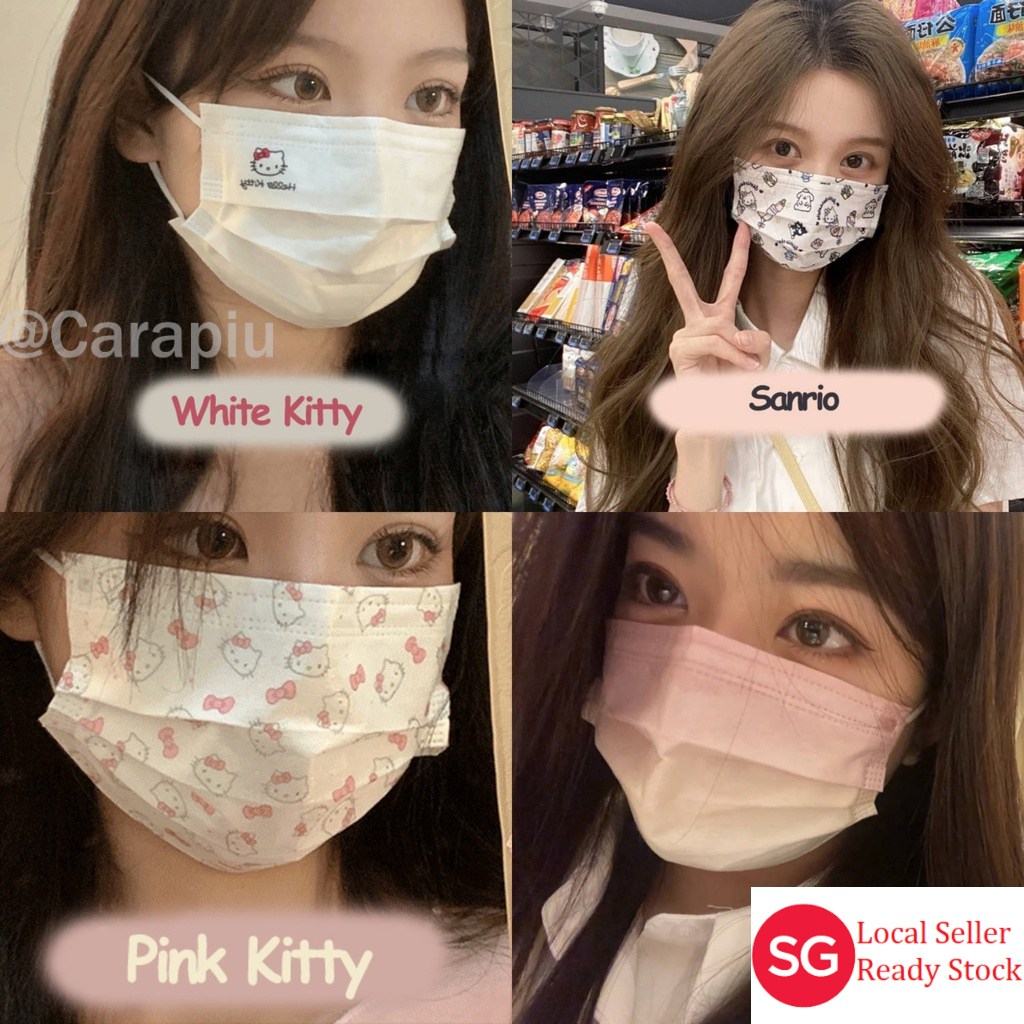 10pc 3ply Mask Sanrio Characters Hello Kitty Melody Cinnamoroll Kuromi ...