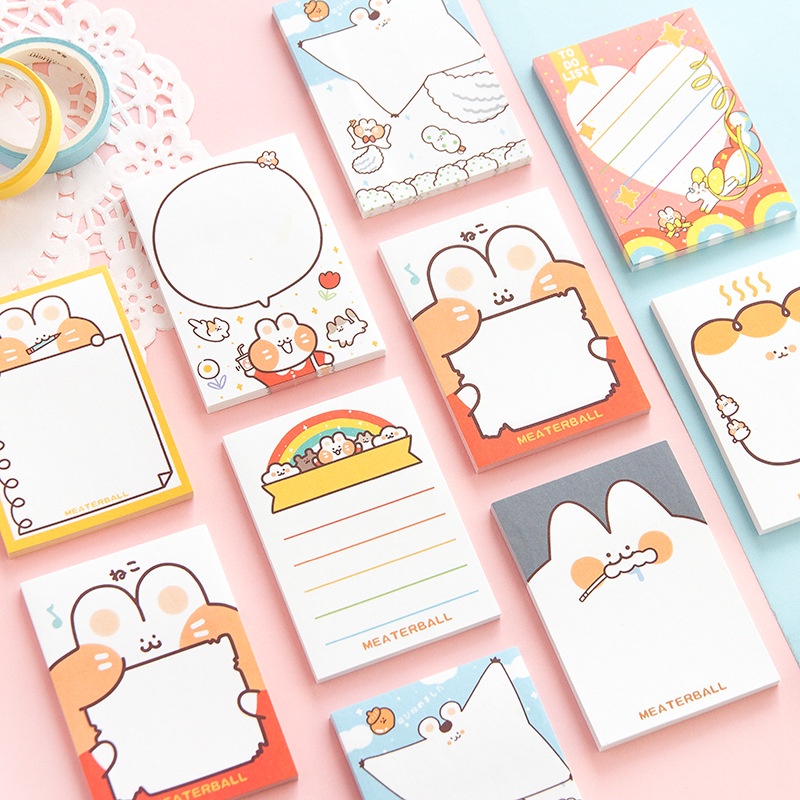 30 Sheets Animal Sticky Notes Cute Cartoon Self-stick Memo Note Memo ...