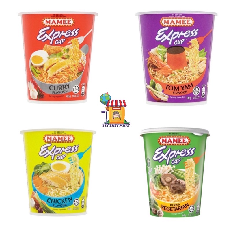 Mamee Express Cup Instant Noodles- Curry/Tom Yam/Chicken/Vegetarian ...