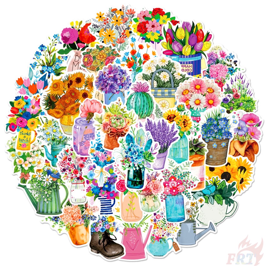 50Pcs/Set Flower Arrangement Art Series 01 Stickers DIY Fashion ...