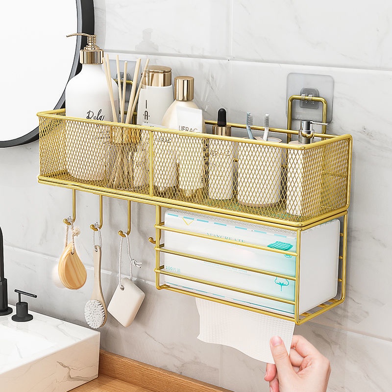 IKEE Bathroom Shelf Toiletries Rack Holder Iron Art Bathroom Organizer ...
