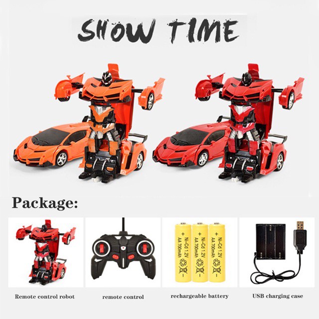 RC Toy Transformation Car Remote Control 2 in 1 Sports Car Robot Models ...