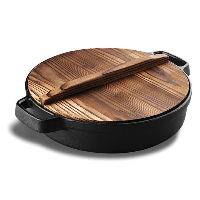 Thick old-fashioned cast iron pan double ear pan uncoated cast iron pan ...
