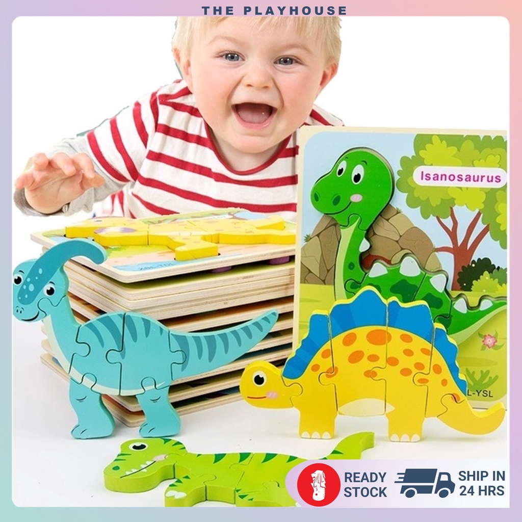 [SG] Dinosaur 3D Wooden Puzzles | Dinosaur Puzzles for Toddlers | 12 ...
