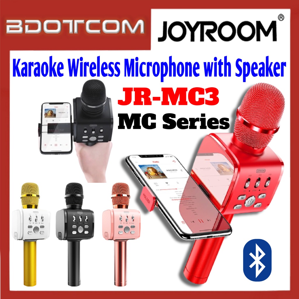 JOYROOM JR-MC3 MC Series Handheld Karaoke Wireless Bluetooth Microphone Speaker + Built-in Phone ...
