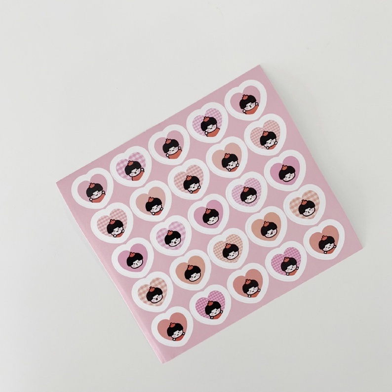 LITTLE CUTE GIRL HEART EMOJI SERIES REMOVABLE DECO STICKER TOPLOADER ...