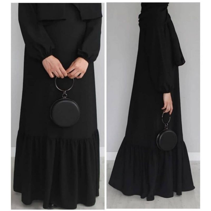 HITAM Abaya Arab Plain Black Robe Basic Rempel Roving Beautiful Front ...