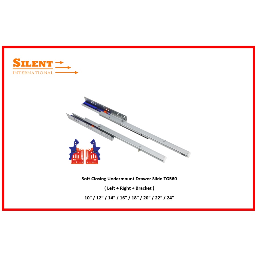 [ Silent ] Soft Closing Undermount Drawer Slide TG560 ( Left + Right ...