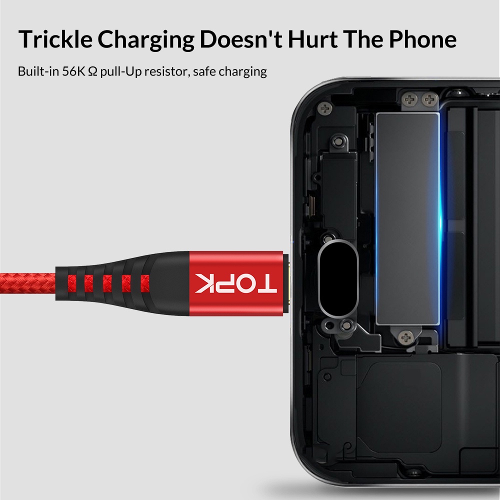 TOPK An42 8-Pin Fast Charging USB Cable with Tangle Free Feature ...