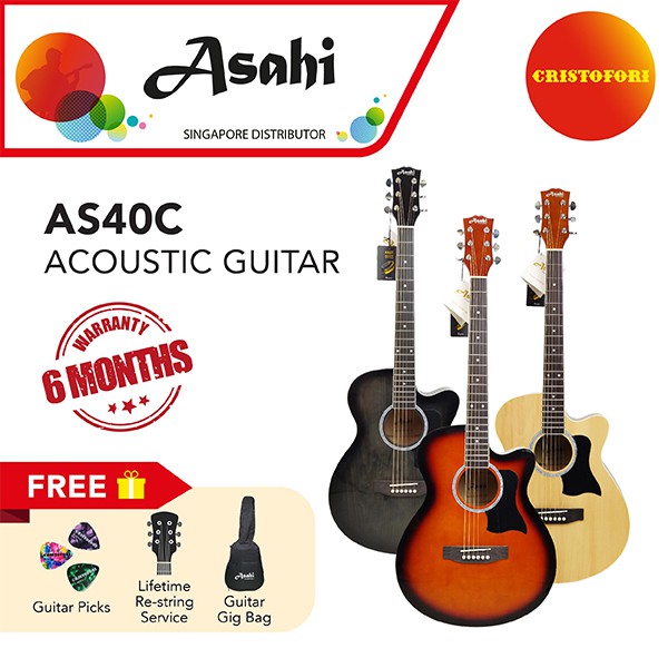 ASAHI AS40C Acoustic Guitar 40" inch - Designed in Japan (Assorted ...