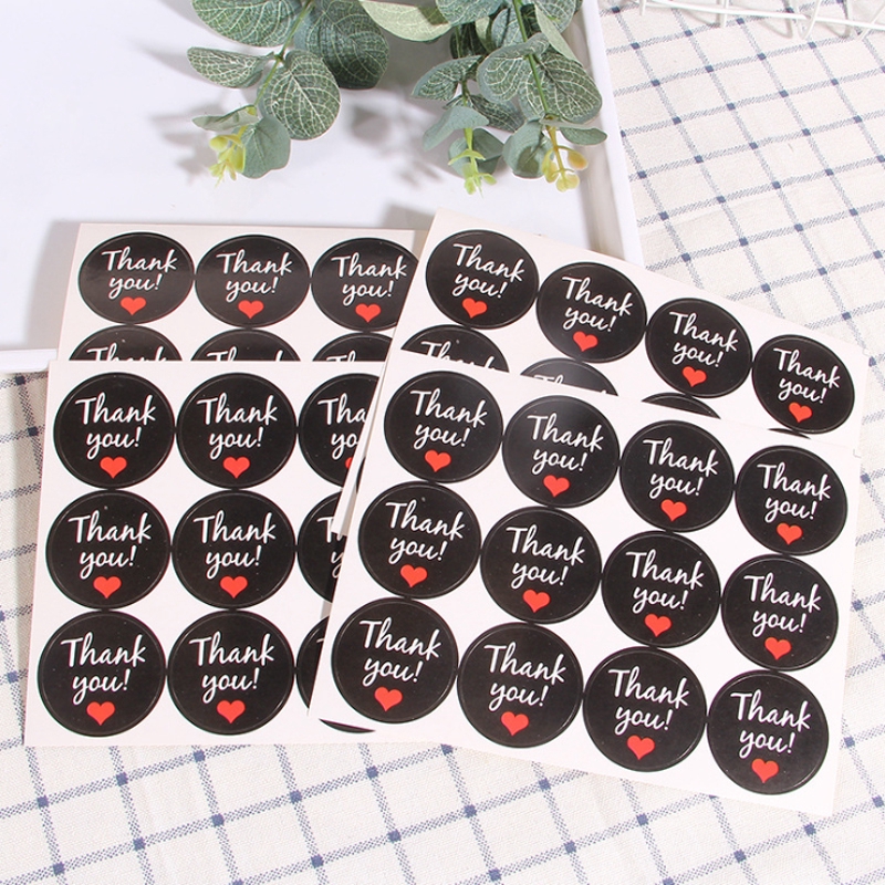 120pcs/Lot Lovely Thank you With Red Heart Round Label Sticker Sealing ...