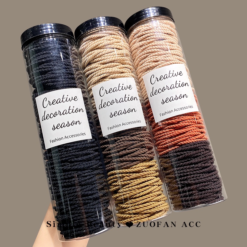 (Opp Bag) About 100pcs Elastic Korean High Elastic Color Rubber Hair ...