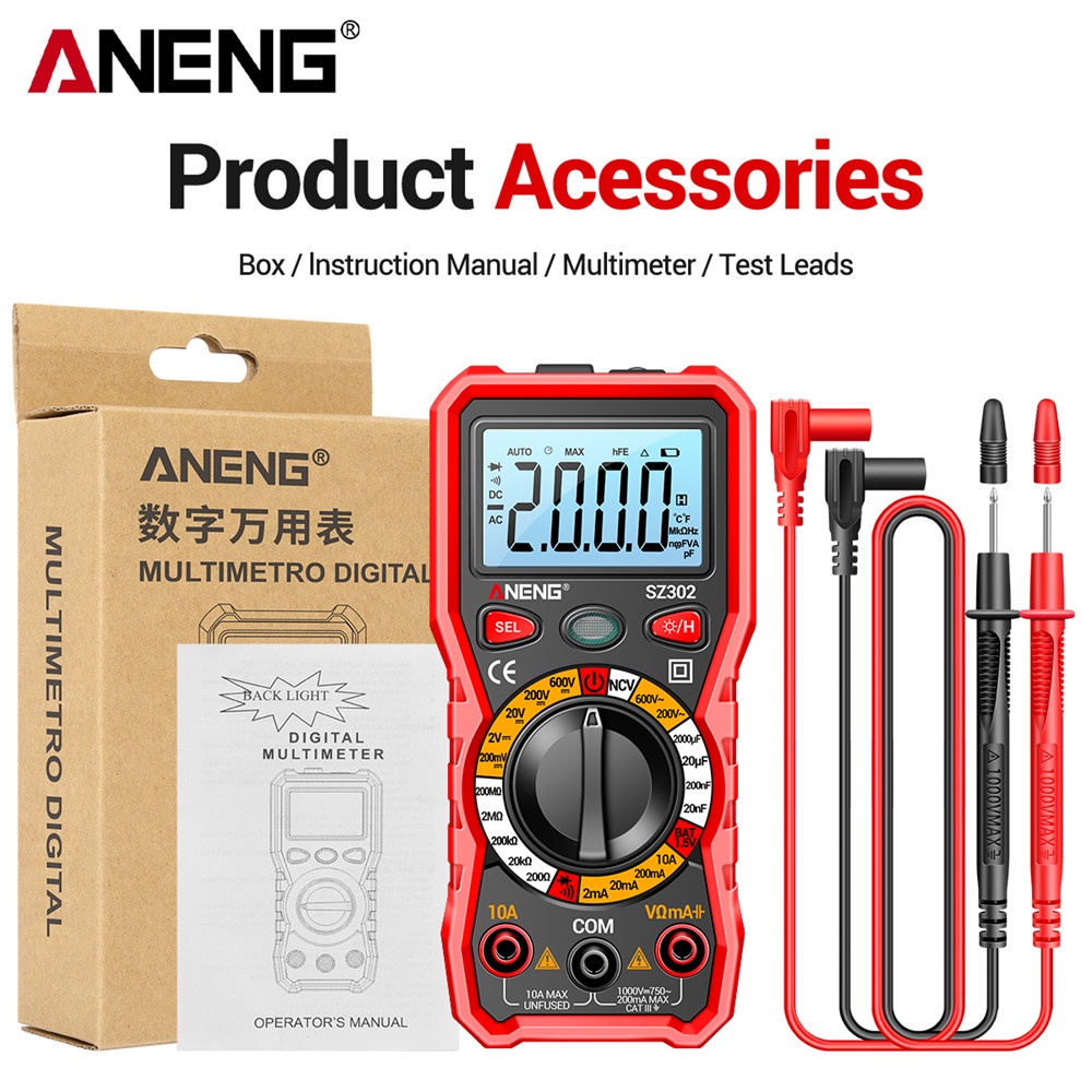 ANENG SZ302 Digital Multimeter AC/DC Votage Current Automatic Tester ...
