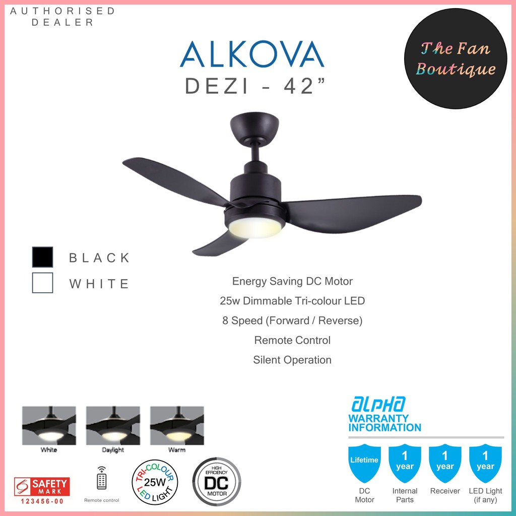 [FREE INSTALLATION] Alpha ALKOVA DEZI 42" Ceiling Fan with 25w Dimmable ...