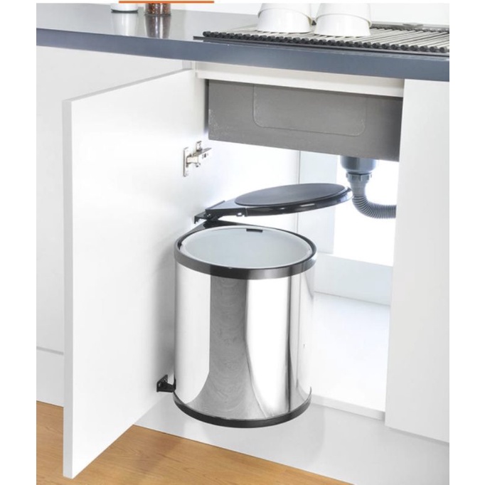 stainless steel kitchen cabinet built in dustbin 14liter | Shopee Singapore