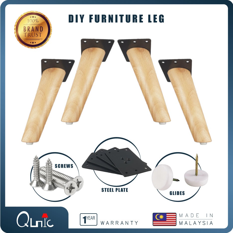 Qunic 6 inch Wood Furniture Leg DIY Natural finished Wood Sofa Bed Pack ...