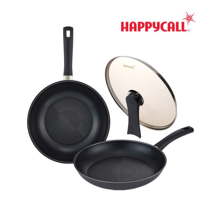 HAPPYCALL Diamond IH frying pan wok lid 3set / non stick woks pans set ...
