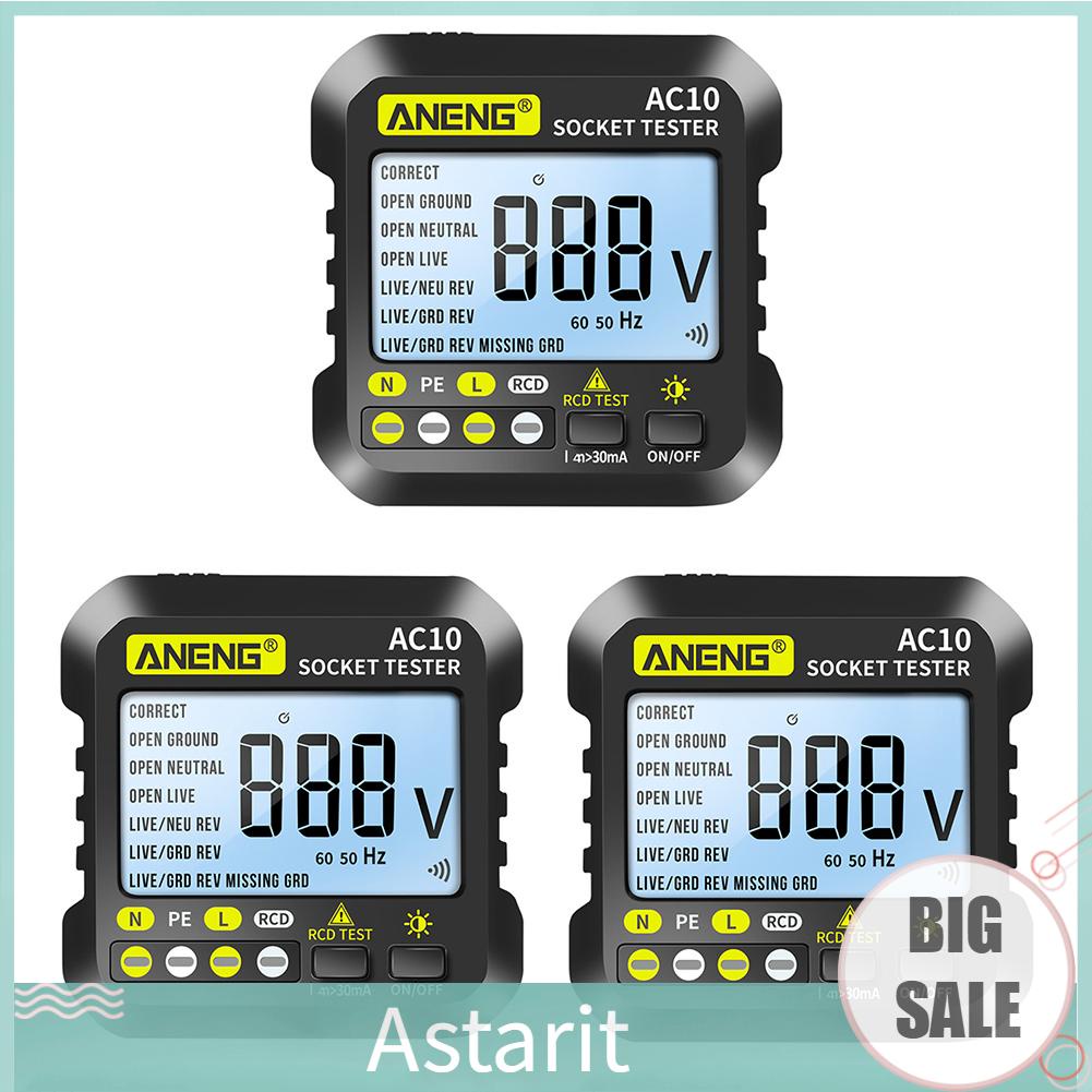 [astarit]ANENG AC10 Socket Tester LCD Voltage Detector US/UK/EU Plug ...
